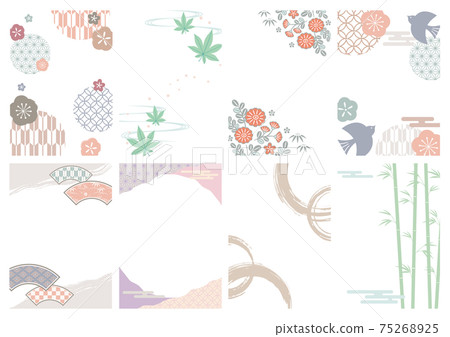 Japanese pattern frame set - Stock Illustration [75268925] - PIXTA