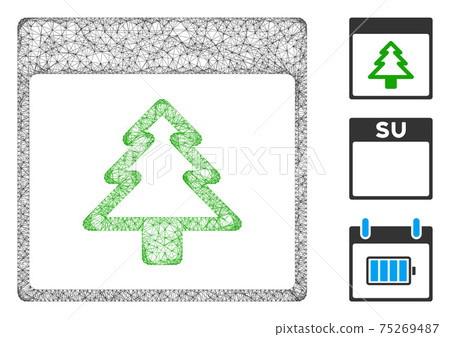 Fir Tree Calendar Page Polygonal Web Vector... - Stock Illustration ...