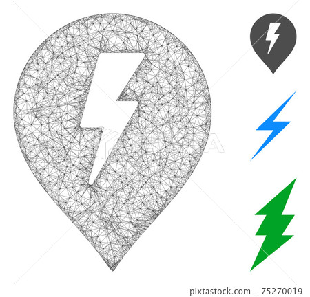 Electric Shock Marker Polygonal Web Vector Mesh... - Stock Illustration ...