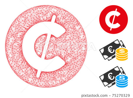 Cent Coin Polygonal Web Vector Mesh Illustration - Stock Illustration ...