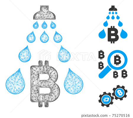 Bitcoin Laundering Shower Polygonal Web Vector... - Stock Illustration ...