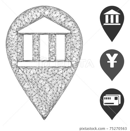 Bank Building Pin Polygonal Web Vector Mesh... - Stock Illustration ...
