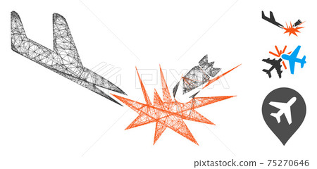 Aircraft Bomb Explosion Polygonal Web Vector... - Stock Illustration ...