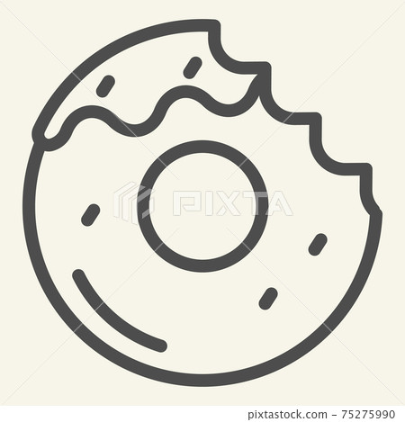 Donut with a mouth bite line icon. Bitten donut... - Stock Illustration ...