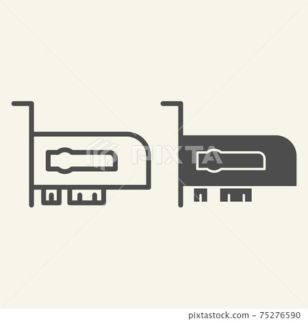 Video card line and glyph icon. Hardware vector... - Stock Illustration ...