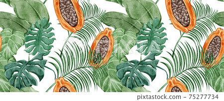 Tropical tropical plant continuous background... - Stock Illustration ...
