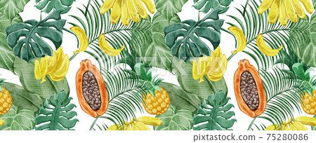 Tropical tropical plant continuous background... - Stock Illustration ...