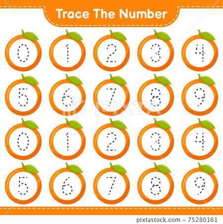 Trace the number. Tracing number with Orange.... - Stock Illustration ...