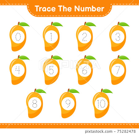 Trace the number. Tracing number with Mango.... - Stock Illustration ...