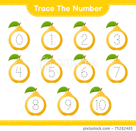 Trace the number. Tracing number with Quince.... - Stock Illustration ...