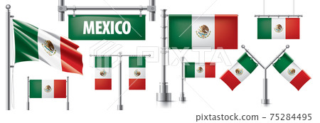 Vector set of the national flag of Mexican in... - Stock Illustration ...