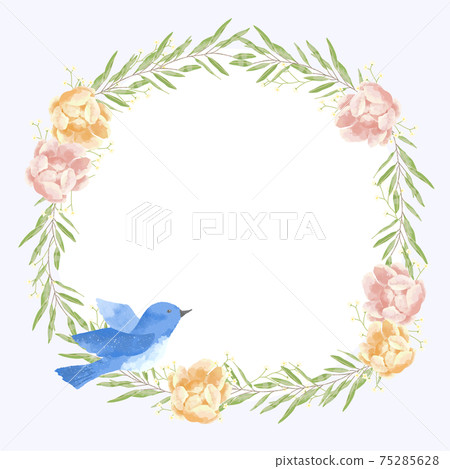 A frame of blue birds, roses, forget-me-nots... - Stock Illustration ...