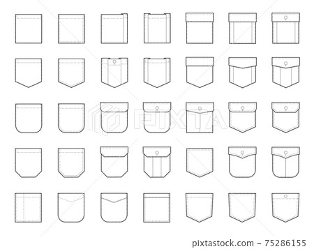 Chest pocket patch pocket illustration set - Stock Illustration ...