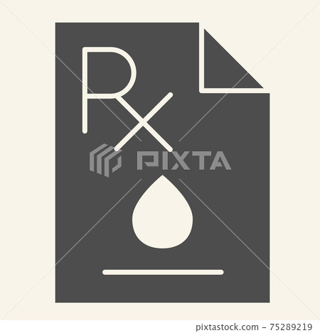 Blood test solid icon. RX text on paper sheet... - Stock Illustration ...