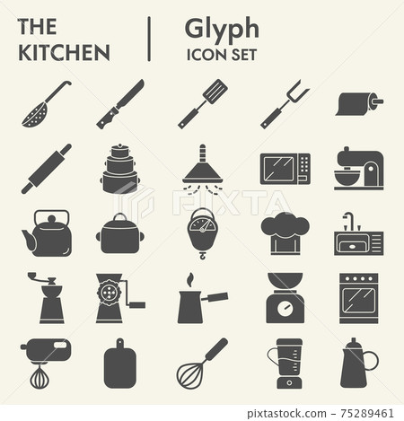 Kitchen solid icon set, cooking symbols set... - Stock Illustration ...