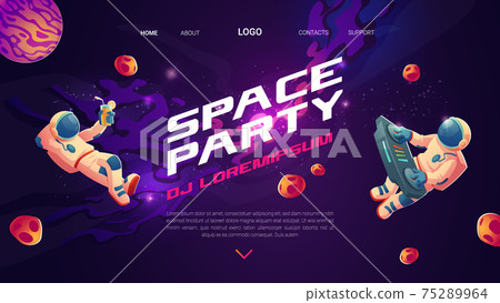 Space party cartoon flyers, invite to music show - Stock Illustration ...