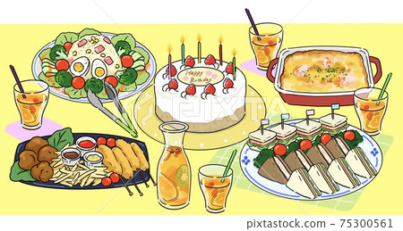 Birthday party food - Stock Illustration [75300561] - PIXTA