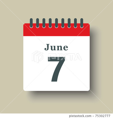Icon day date 7 June, template calendar page - Stock Illustration ...