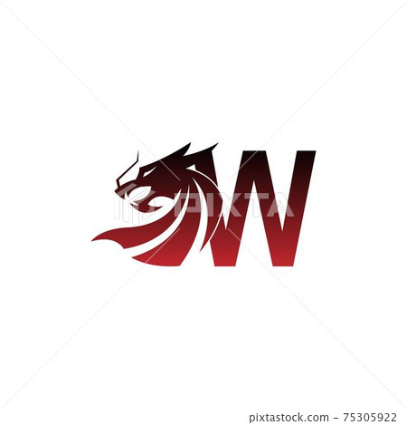 Letter W logo icon with dragon design vector - Stock Illustration ...