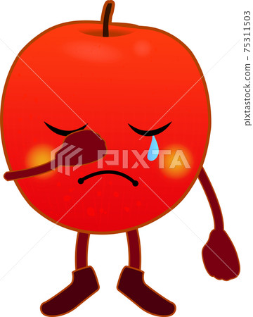 Cute apple character crying - Stock Illustration [75311503] - PIXTA