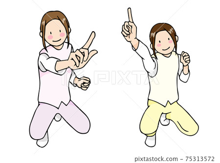 Woman in a pointing pose - Stock Illustration [75313572] - PIXTA