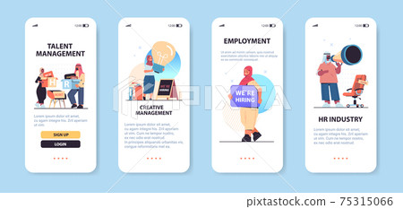 set arab hr managers vacancy open recruitment... - Stock Illustration ...