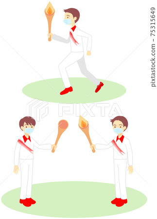 Illustration set of the torch relay wearing a... - Stock Illustration ...