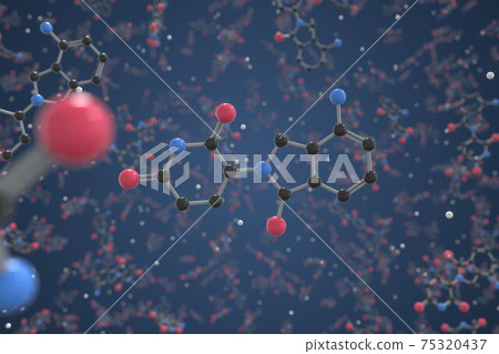 Lenalidomide molecule. Ball-and-stick molecular... - Stock Illustration ...