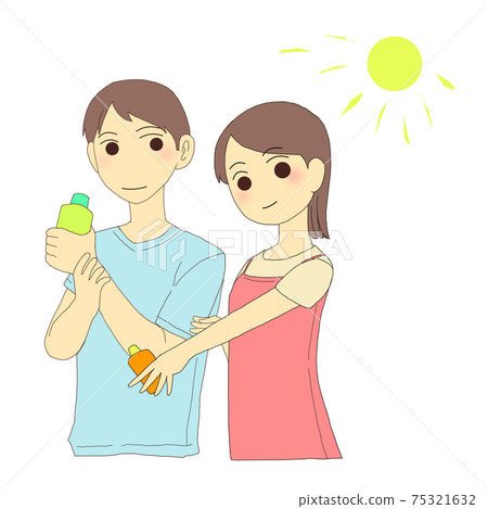 Couple applying sunscreen - Stock Illustration [75321632] - PIXTA