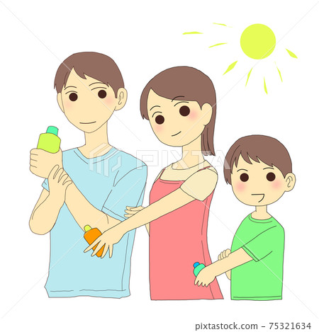 Family applying sunscreen - Stock Illustration [75321634] - PIXTA
