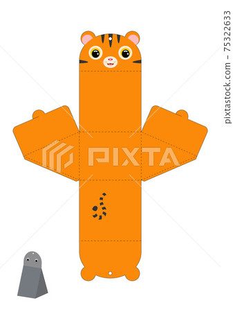 Party favor box tiger design for sweets,... - Stock Illustration ...