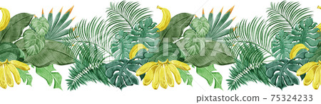 Tropical tropical plant continuous line pattern - Stock Illustration ...