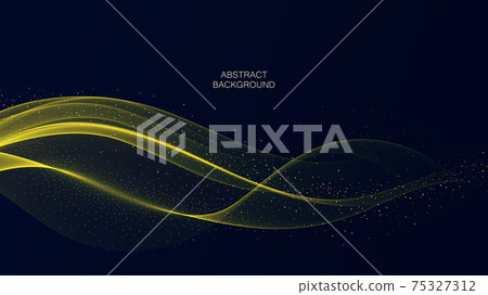 Yellow stream of waves on a dark... - Stock Illustration [75327312] - PIXTA