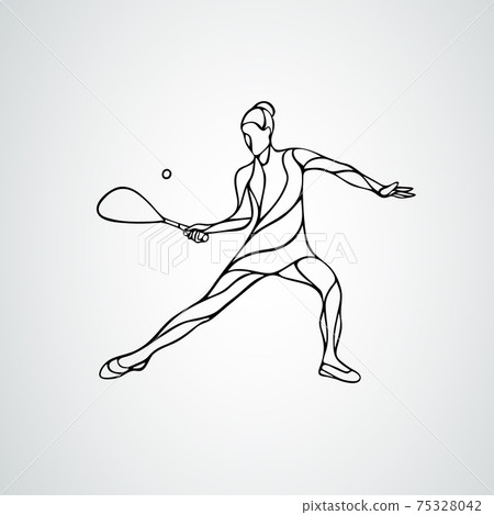Squash player female abstract outline... - Stock Illustration [75328042 ...