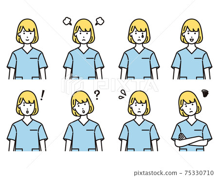 Female nurse facial expression set - Stock Illustration [75330710] - PIXTA