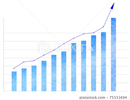 Rising bar graph and line graph blue - Stock Illustration [75331694 ...
