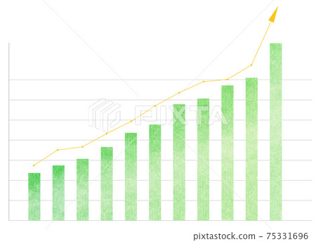 Rising bar graph and line graph green - Stock Illustration [75331696 ...