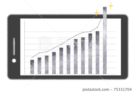Smartphone screen: Bar graph and line graph... - Stock Illustration ...