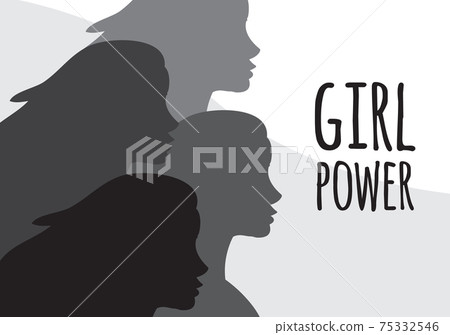 Vector banner with women silhouette and girl power - Stock Illustration ...