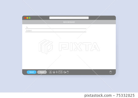 Email window template, new message grey... - Stock Illustration ...
