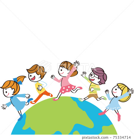 Children running on the earth - Stock Illustration [75334714] - PIXTA