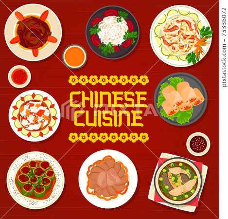 Chinese cuisine restaurant poster with Asian food - Stock Illustration ...