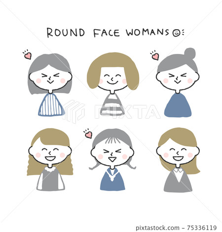 Round face woman smile - Stock Illustration [75336119] - PIXTA