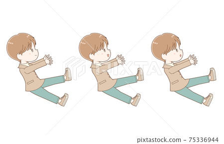 Boy reaching out both hands (whole body /... - Stock Illustration ...