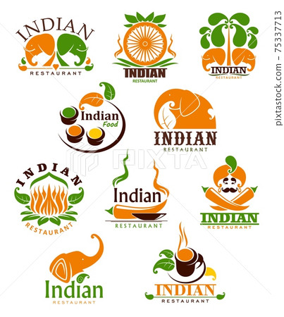 Indian food restaurant vector icons, emblems set - Stock Illustration ...