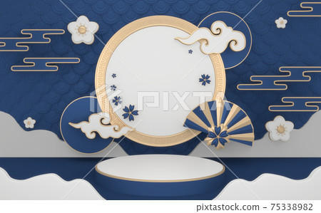 Blue Abstract geometric background, japanese... - Stock Illustration ...