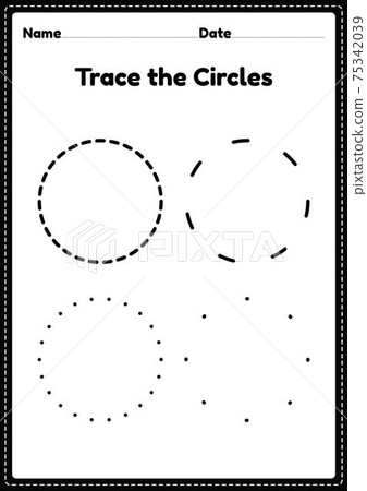 Trace the circle worksheet for kindergarten and... - Stock Illustration ...