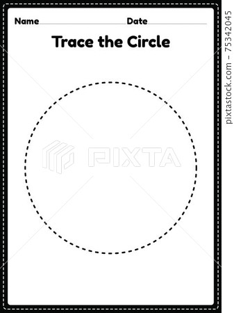 Trace the circle worksheet for kindergarten and... - Stock Illustration ...