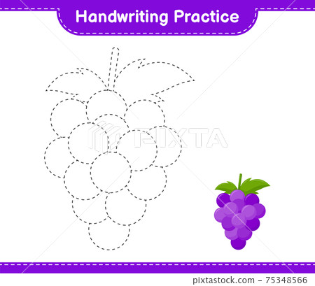 Handwriting practice. Tracing lines of Grape.... - Stock Illustration ...