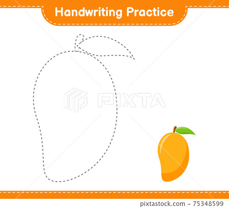Handwriting practice. Tracing lines of Mango.... - Stock Illustration ...